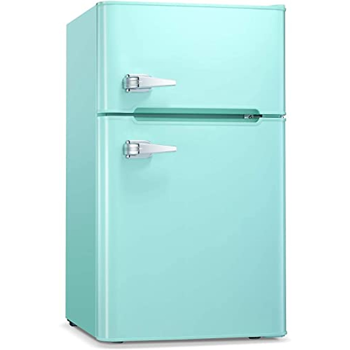 Antarctic Star Compact Mini Refrigerator Separate Freezer, Small Fridge Double 2-Door Adjustable Removable Retro Stainless Steel Shelves Garage Camper Basement/Dorm/Office 3.2 cu ft.Green