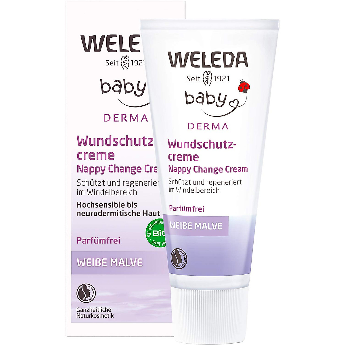 Weleda Baby White Mallow Diaper Care Cream, 1.7 Fluid Ounce, Fragrance Free Plant Rich Protection with White Mallow, Pansy, Sesame and Coconut Oils