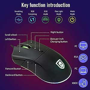 KOLMAX K3 RGB Gaming Keyboard and Mouse Combo,RGB Mechanical feel Gaming Keyboard with Ergonomic Detachable Wrist Rest, Programmable 7200 DPI RGB Gaming Mouse for Windows PC Mac Office/Gaming/Xbox/PS4