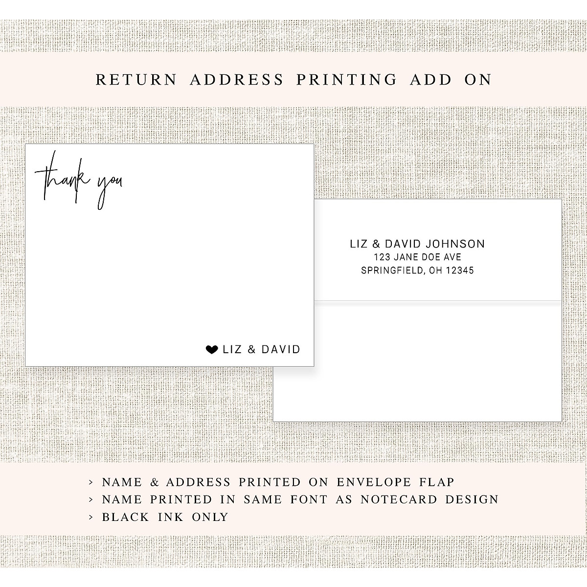 Personalized Stationary for Couples, Paper And Envelopes Gift Set, Customized Thank you Notes With Heart