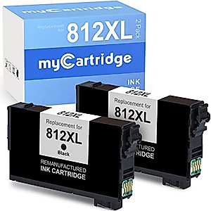 myCartridge 812XL Black Remanufactured Ink Cartridge Replacement for Epson 812XL T812 Fit for Epson Workforce Pro WF-7840 WF-7820 EC-C7000 Printer 812XL Ink Cartridges (Black, 2 Pack)
