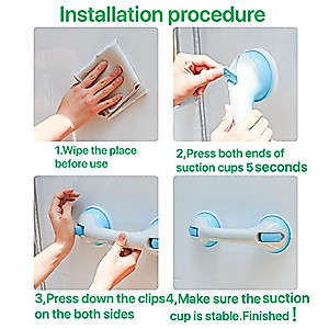 PXLYWLTZL 2Pack 12'' Safety Shower Handles for Elderly Suction, Shower Grab Bars for Bathroom, Suction Grab Bars for Shower, Bathtubs, Toilet, Suction Cup Handles, Elderly Assistance Products, 00003