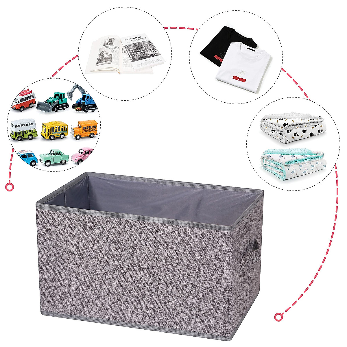 TENABORT 5 Pack Large Foldable Closet Storage Bins with Handle, Fabric Storage Organizer Cube Colth Containers Linen Box Shelf Baskets for Clothes Clothing Shelves Wardrobe Home Office