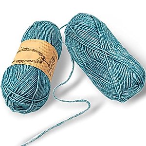2 Roll Yarn for Knitting Crochet, Velvet Yarn Knitting Yarn Fabric Cloth for DIY Craft Handmade Velvet Coarse Wool Scarf Thread New Year Christmas Gift - Blue, 142 Yards x 2