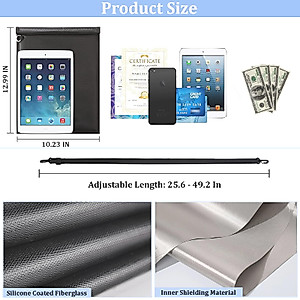 Large Faraday Bags with Purse Strap, 15''x10'' Faraday Cage, Waterproof & Fireproof Faraday Bag , Anti-Tracking Faraday Key Fob Protector, Faraday Bags for Phones & Tablets, RFID Signal Blocker Bag