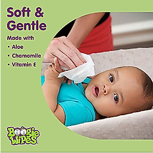 Hand, Face and Nose Wet Wipes for Kids and Baby, Boogie Wipes Single Packs, Unscented, Wipes Away Dirt and Germs, Natural Saline Tissue with Aloe, Chamomile and Vitamin E, 1 Count, Pack of 30