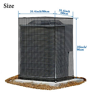 CoastaCloud Air Conditioner Covers for Outside Units, Full Mesh Central Air Conditioner Cover, All Seasons AC Leaf Guard Cover for Outdoor, 31.5" x 31.5" x 35.4" / 80 x 80 x 90cm, Black