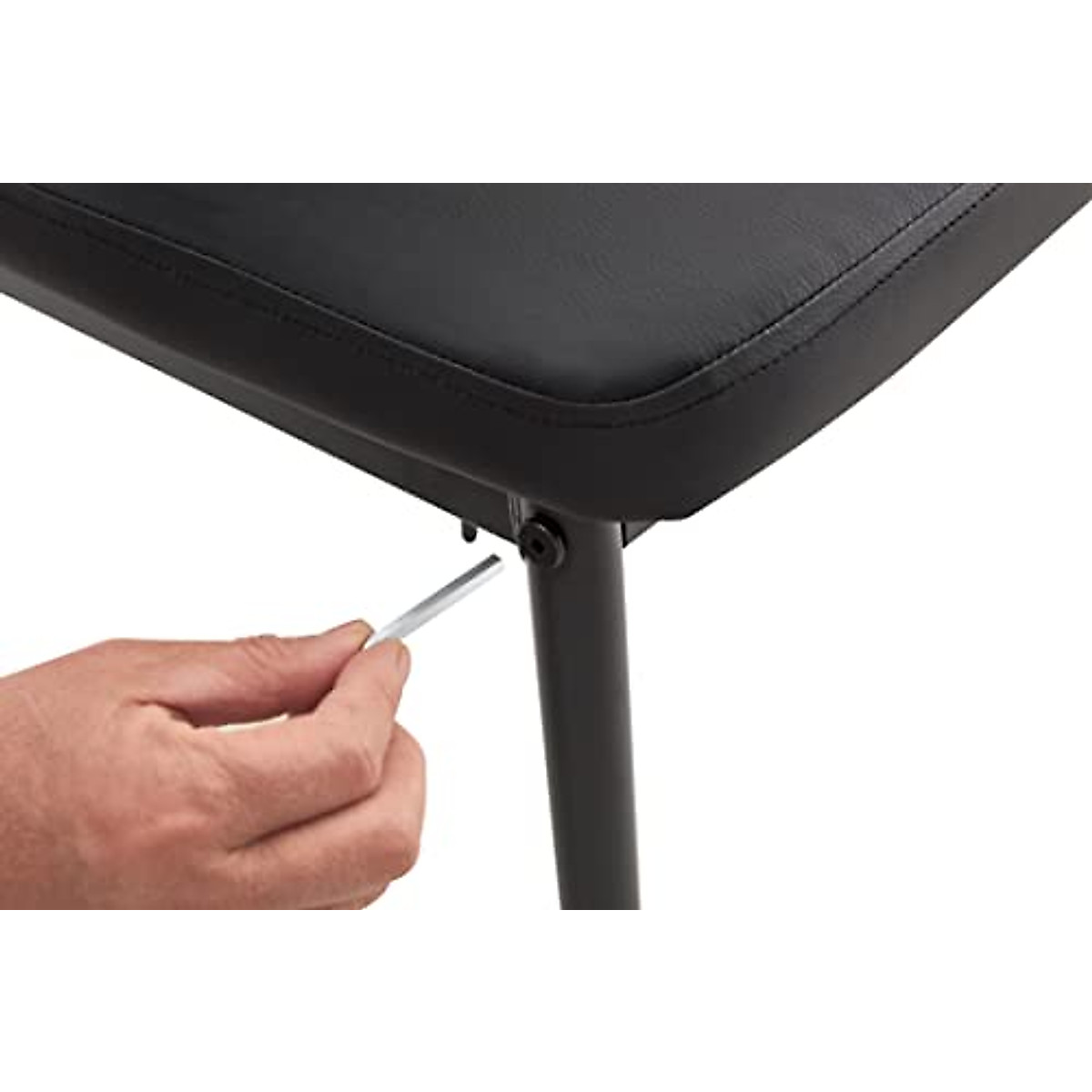 YISH W24138516 PU Leather Dining Chairs Armless Side Set of 4 with Metal Legs, Cushioned Seat Accent Backrest Living Room Kitchen Lounge, Black