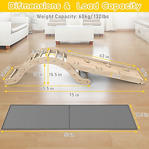 ALZN Climbing Ladder Toys for Toddlers with Ramp and Padding, 3-in-1 Wooden Montessori Activity Climber Toys Set for Sliding and Climbing, Safety Playground for Toddlers and Kids