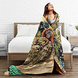 Ultra Soft Flannel Fleece Throw Blanket Modern Animals Safari Wild Cat Lion Africa All Season Warm and Cozy Quilt Blanket for Bed Sofa Couch 80"x60"for Adult