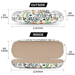 NPOOYI Eyeglasses Case, Hard Shell Protective Case for Glasses, Unisex for Women Men, Glass Case with Cleaning Cloth, Colorful Small Flowers