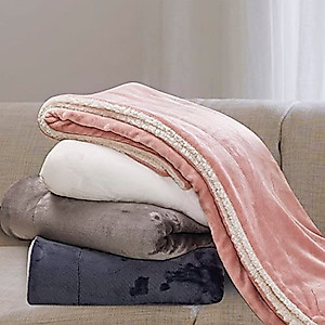 Thesis Sherpa Fleece Throw Blanket for Couch Blush Throw Blanket – Fuzzy Cozy Warm Sherpa Blanket Throw, 50x60 Inches