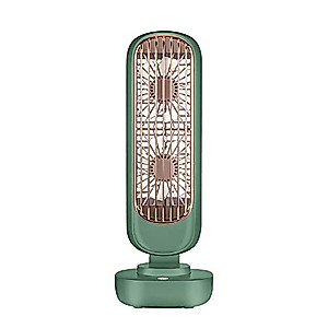 Juesi Mini Fan for Desk Bedroom, Personal Fan with 2 Blades Powerful for Cooling Office Room, Portable USB Rechargeable, Retro Vintage Tall Design, Low Noise Quiet (Green)