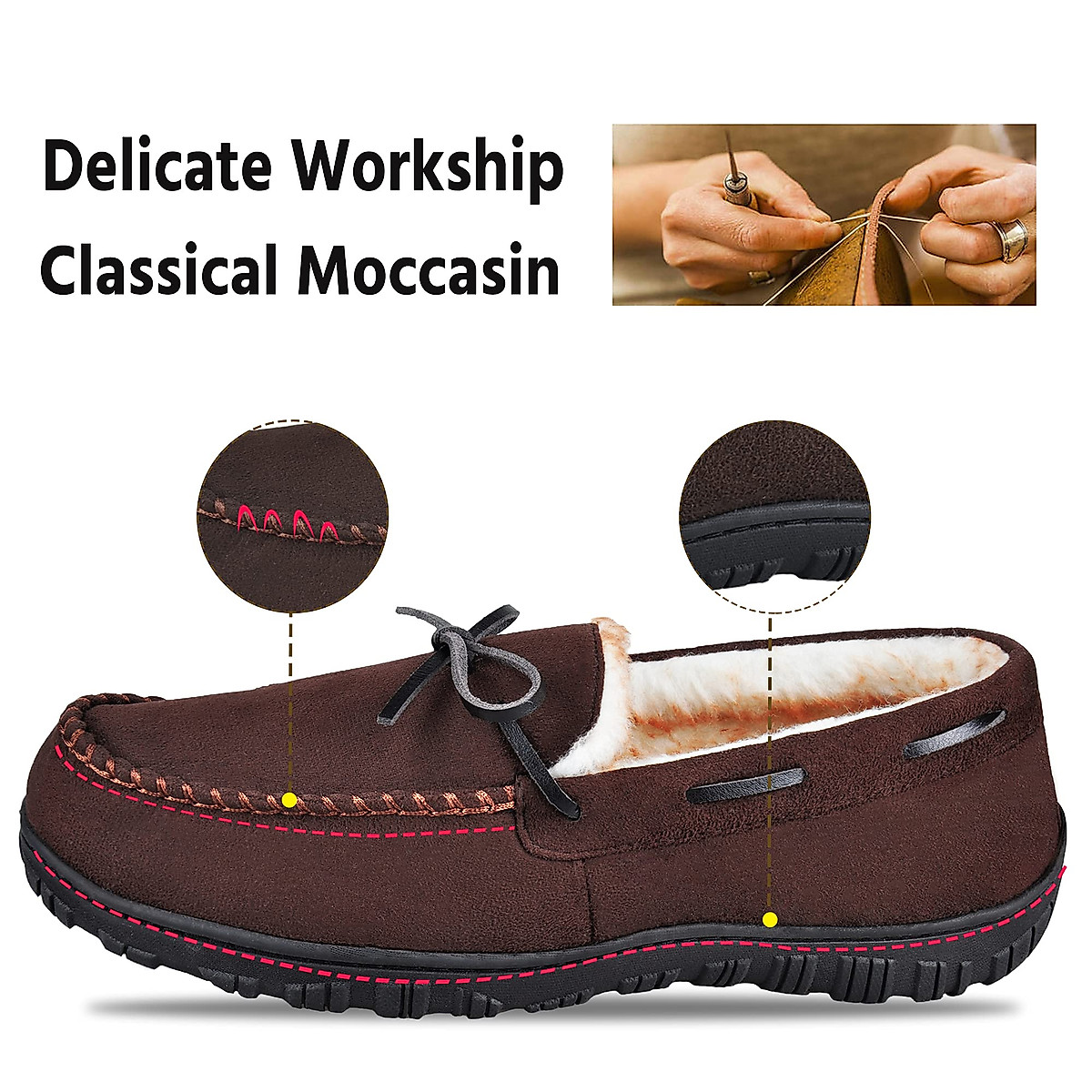 MIXIN Mens Slippers Indoor Outdoor Memory Foam House Shoes Anti-Slip Moccasins Slippers for Men