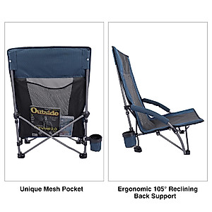 REDCAMP High Back Beach Chairs for Adults 2 Pack, Oversided Folding Low Beach Chairs for Concerts, Lightweight Portable for Camping Backpacking Outdoor Sports Events, Navy