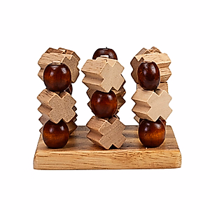 STERLING Games 3D Tic Tac Toe Wooden Strategy Game for Kids & Adults, A Brain Teaser and Classic Family Tic Tac Toe Puzzle Game