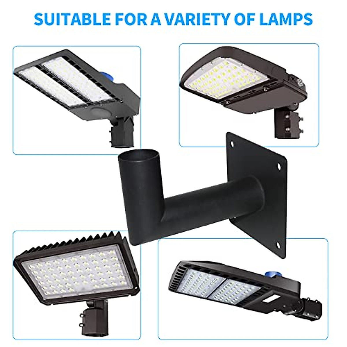 Bloazzup 1000LED Parking Light 90 Degree Wall Mount Bracket Slip Fitter Wall L-Shaped Support Tenon Adapter for Outdoor Commercial LED Area Light Street and Garden Light