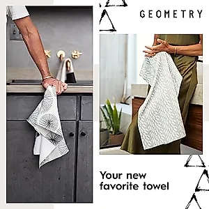 GEOMETRY Kitchen Tea Towel - Quick Dry Microfiber Cloth Dish Towels for Kitchen Drying - 18" x 30" Premium Quick Dry Towel - Every Sunday + Every Level (Every Bloom 2-Pack Set)