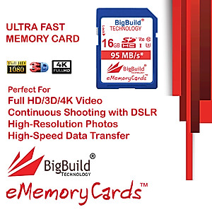 BigBuild Technology 16GB UHS-I U3 95MB/s Memory Card for Canon PowerShot SX420 is, SX430 is, SX520 HS, SX530 HS, SX540 HS, SX60 HS, SX610 HS, SX620 HS, SX710 HS, SX720 HS, SX730 HS, SX740 HS Camera