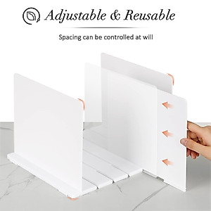 Creproly Grocery Bag Holder Plastic Bag Holder for Plastic Bags Shopping Trash Bag Holder Dispenser Adjustable Plastic Shelf Dividers for 30+ Tote, Lunch Bags for Closets, Bedrooms (2 Sections, White)