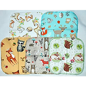 1 Ply Printed Flannel Little Wipes 8x8 Inches Set of 5 Sweet Woodland Animals