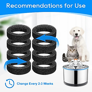 8 Pack Foam Filters for Cat Water Fountain, Pet Fountain Filter Pet Water Round Filter Foam for Cat Drink Fountain 84oz/2.5L & 108oz/3.2L Pet Fountain Automatic Drinking Water Dispenser