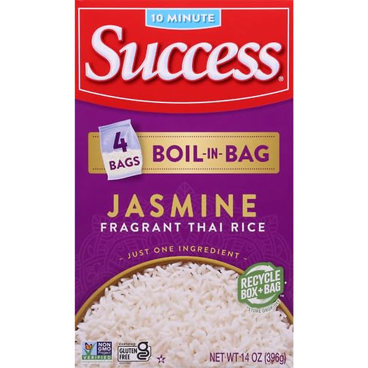 Success Boil-in-Bag Rice, Thai Jasmine Rice, Quick Rice Meals, 14-Ounce Box