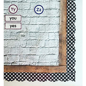 Schoolgirl Style Black and White Gingham Bulletin Board Borders, Woodland Whimsy Classroom Decorations, 39 Feet