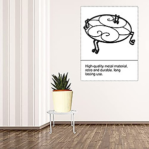 Cabilock 1pc Flower Pot Stand Metal Plant Round Wrought Iron Plant Stands Iron Flower Pot Plant Stand Rack Outdoor Plant Shelf Vintage Plant Stand White Potted Plant Office Metallic line