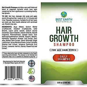Hair Growth Shampoo For Healthy Hair Growth, Hair loss, Slow Growing and Thinning Hair For Men and Women 8 Ounces