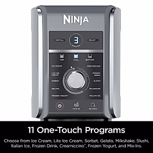 Ninja NC501 CREAMi Deluxe 11-in-1 Ice Cream & Frozen Treat Maker for Ice Cream, Sorbet, Milkshakes, Frozen Drinks & More, 11 Programs, with 2 XL Family Size Pint Containers, Perfect for Kids (Renewed) (Silver)