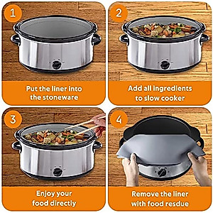 Silicone Slow Cooker Liners, Reusable Slow Cooker Liners For Crock-Pot 7-8-10 Quart Oval, Dishwasher Safe and BPA Free