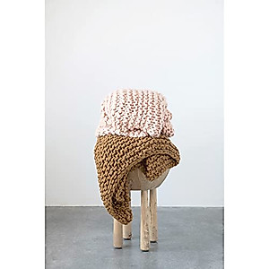Creative Co-Op Crocheted Fabric Blanket Throw, Single, Caramel Twin