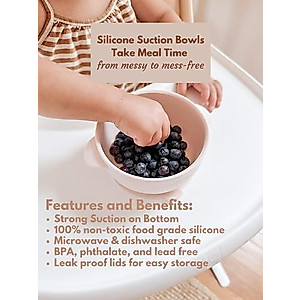 Ullabelle Silicone Baby Bowls with Lids | Toddler Food Storage Bowls Set (Desert Rose)