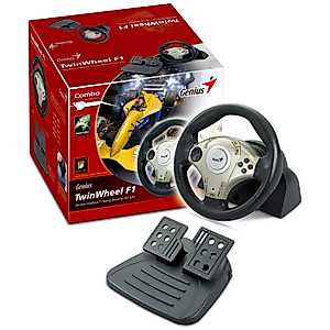 Genius TwinWheel F1 Vibration Feedback F1 Racing Wheel for PS2 and PC
