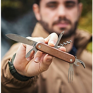 MKM Maniago Knife Makers MALGA 6 V2 with MagnaCut Steel, Pocket Knife and Multi Tool, 6 Tools in 1, CPM-MagnaCut Primary Blade, Slip Joint, Made in Italy (Natural Micarta)