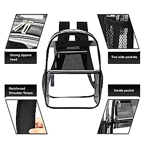 Neurora Heavy Duty Transparent Clear Backpack See Through Backpacks with Reinforced Strap for College Workplace