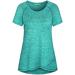 Kimmery Womens Workout Tops for Women Short Sleeve Shirts for Women Summer Tops for Women 2023 Yoga Tops Athletic Tops Light Green Shirt L