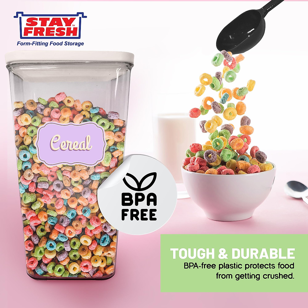 Kitchen Discovery Flour or Sugar Container with Lid and Spoon Airtight 6.5L Food Storage Container Also Retains Freshness of Cereal, Snacks and Coffee – Multipurpose Storage with Spoon