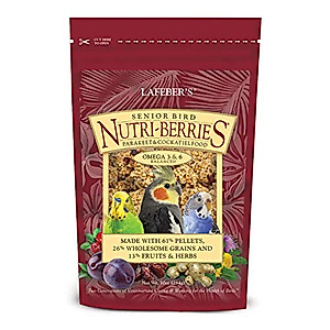 LAFEBER'S Senior Bird Nutri-Berries Pet Bird Food, Made with Non-GMO and Human-Grade Ingredients, for Parakeets & Cockatiels, 10 oz