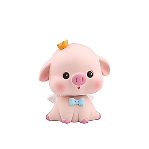 Car Pig Ornament,MoreChioce Bobble Shaking Head Pig Car Dashboard Ornament Pig Figures Toy Car Interior Decor Desktop Ornament for Gift,Open Eyes