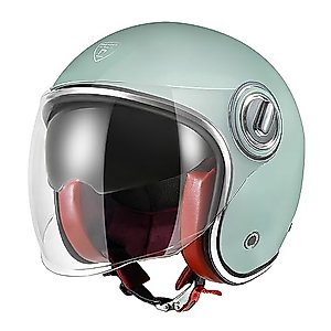 Open Face Motorcycle Helmet, 3/4 Retro Moped Helmet for Adult Women Men, Half Face Vintage Helmets with Visor for Scooter, DOT Approved (L, Enamel Gray)