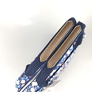 Cath Kidston DEMatt Oilcloth Busy Bag Handbag Water Resistant Crossbody Tote Island Flowers Pattern Navy Color