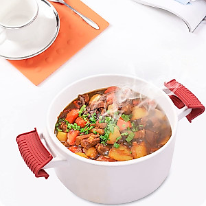 6 Pieces Silicone Heat Resistant Handle Covers Hot Pot Pan Grip Sleeves Non-Slip Pot Skillet Holder Washable Silicone Cover for Home Kitchen Cooking Accessories