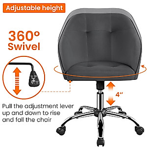 Yaheetech Office Chair Height Adjustable Mid Back Chair Swivel Large Seat Chairs Desk Chair Computer Chair on Wheels with Armrests