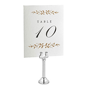 Alpine Industries 3" Harp Style Place Card Holder - Table Card Holder - Tabletop Menu Holder - Table Number Holder -Great for Restaurants, Weddings Banquets - Silver (24 Pack)