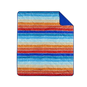 Mainstay Outdoor Blanket with Double Pocket and Carry Handle, Stripe, 60''x70'' Foldable Waterproof Outdoor Blanket