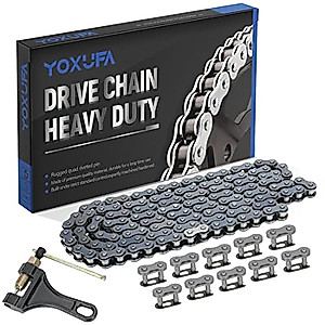 YOXUFA 420 Drive Roller Chain 132 Links Breaker Heavy Duty for 50 70 90 110 125cc SSR TaoTao Coolster Apollo Baja Kazuma Chinese ATV 4 Wheeler Quad Pit Dirt Bike 150 212cc Go Kart Cart Mini Bike Parts