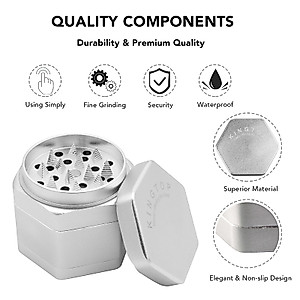 KINGTOP Spice Grinder, 2.2" Magnetic Aluminum Alloy Grinder (Silver)