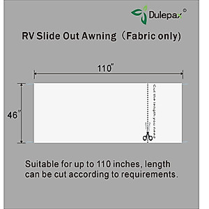 Dulepax-RV Slide Out Awning Fabric Replacement-(46" x 110", White- Fabric only)-Universal Slide-Topper Replacement for 5th Wheel RVs, Travel Trailers and Motorhomes